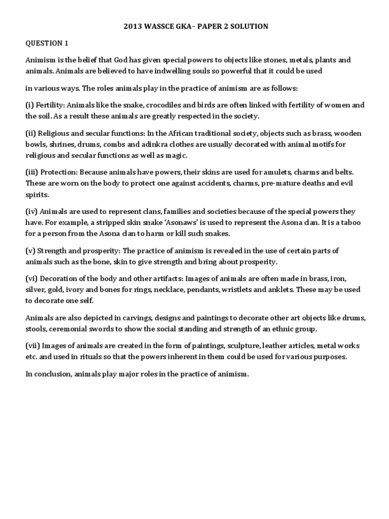 2013 Wassce Gka - Paper 2 Solution | PDF | Amulet