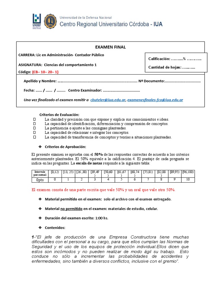 Examen de cc1 Octubre | PDF