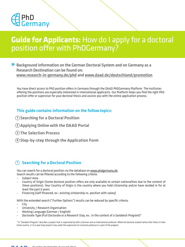 Guide For Applicants: How Do I Apply For A Doctoral: Position Offer ...