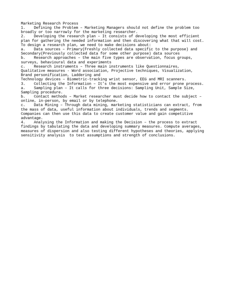 Marketing Research Process | PDF