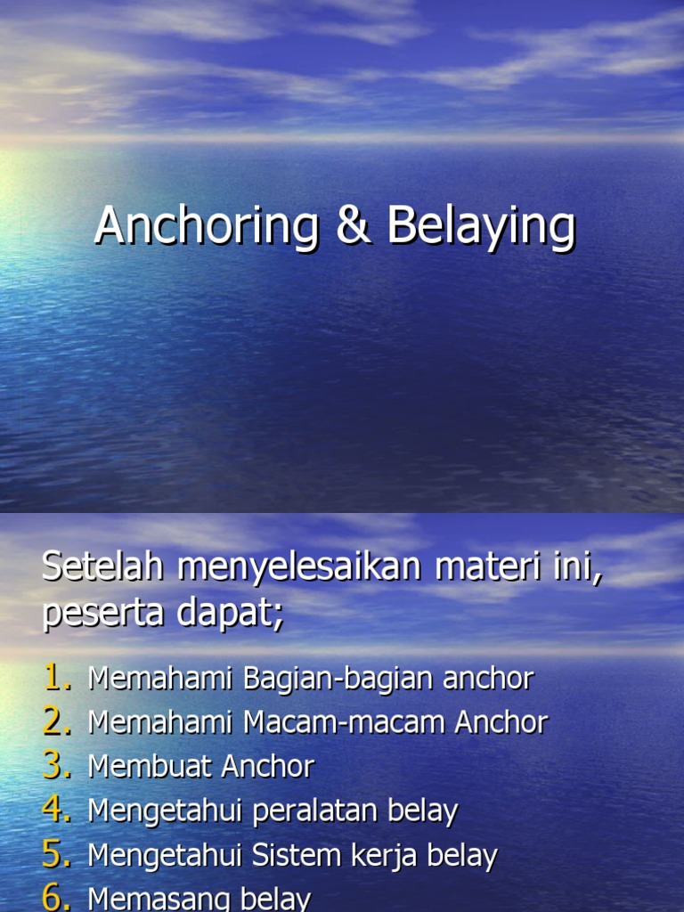 Anchoring & Belaying | PDF