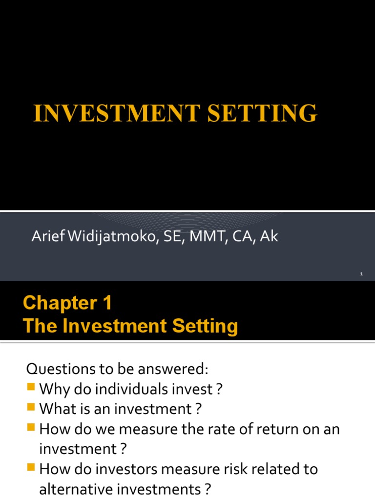 01 - Investment Setting | PDF | Financial Risk | Money