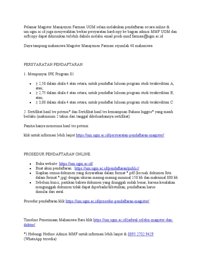 Pendaftaran Ugm | PDF