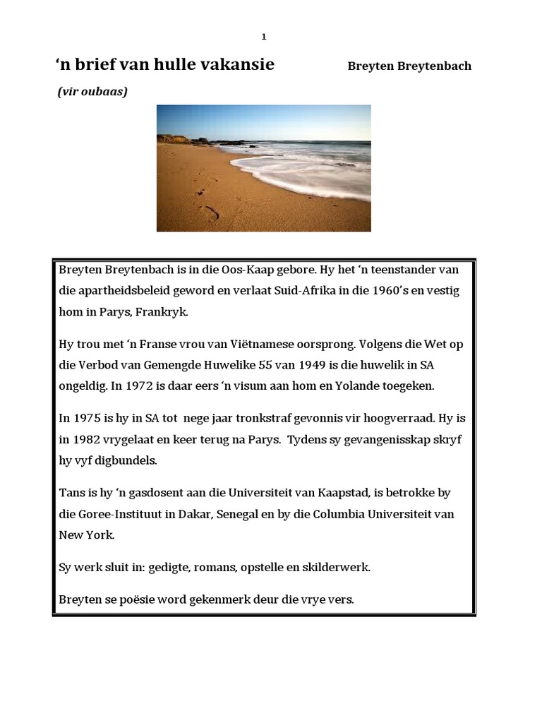 BRIEF Van Hulle Vakansie | PDF