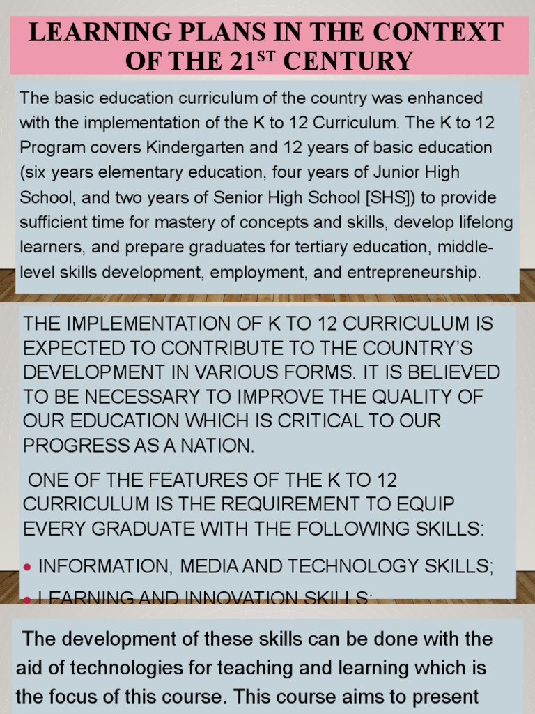 Learning Plans in The Context of The 21 Century | PDF | Educational Technology | Curriculum