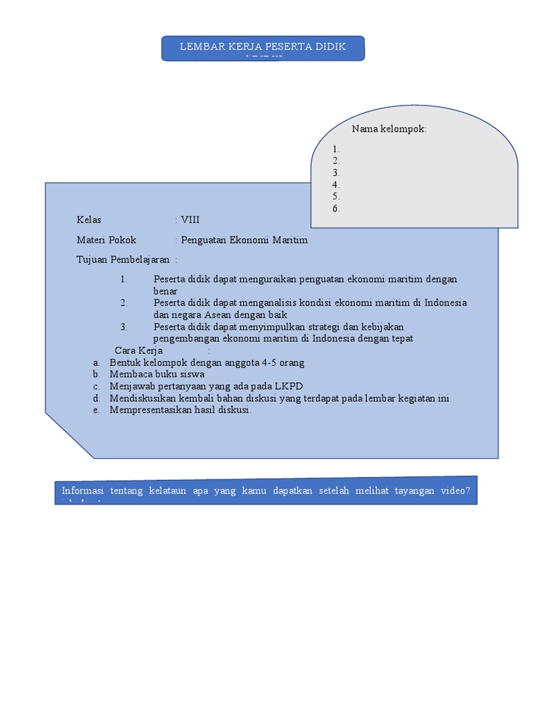 LKPD Penguatan Ekonomi Maritim | PDF