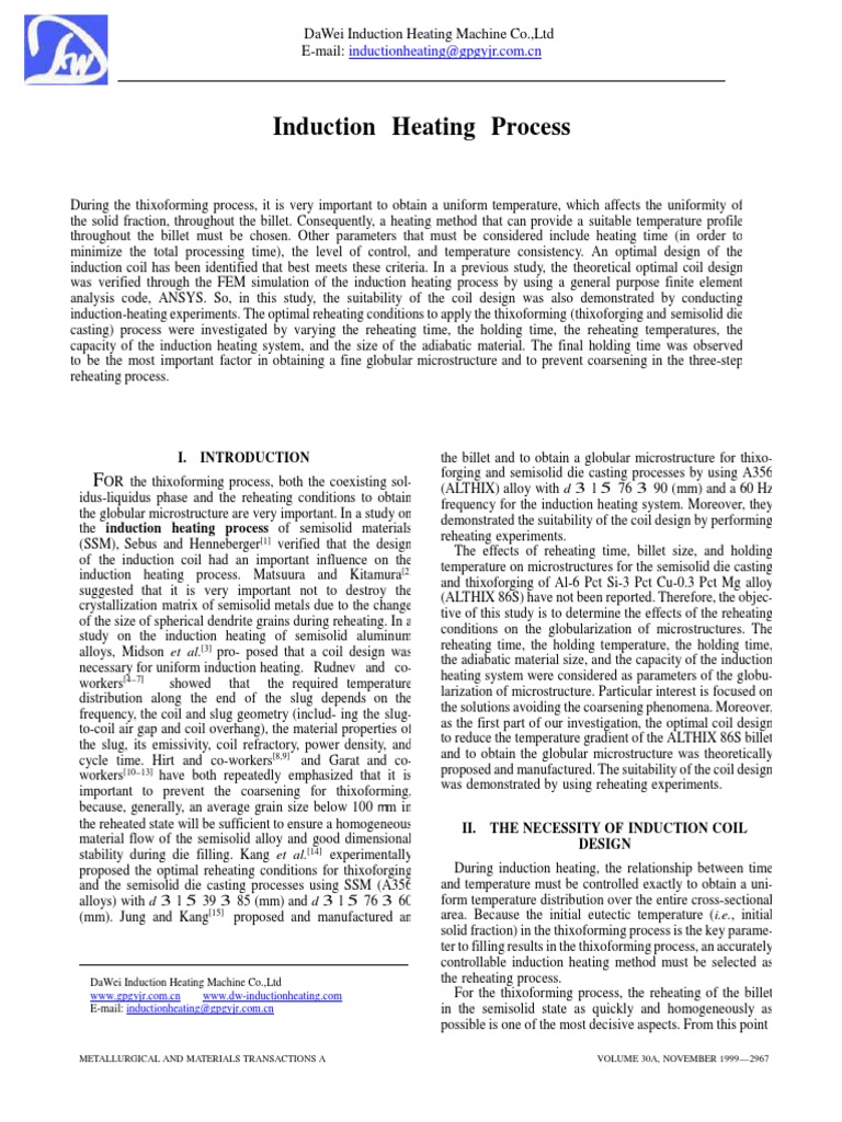 Induction Heating Process Pdf Heat Inductor
