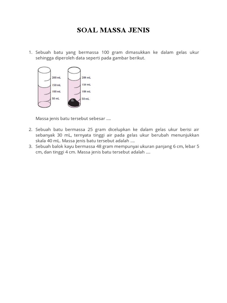 Soal Latihan Massa Jenis Benda | PDF