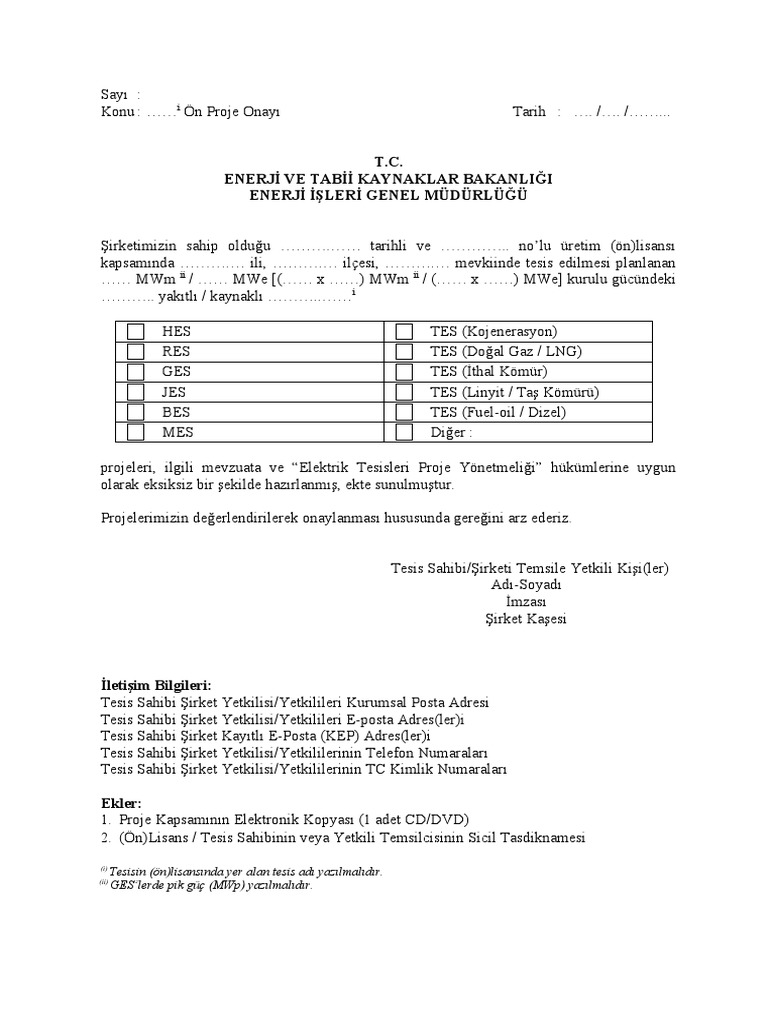 Ön Proje Onay Dilekcesi | PDF