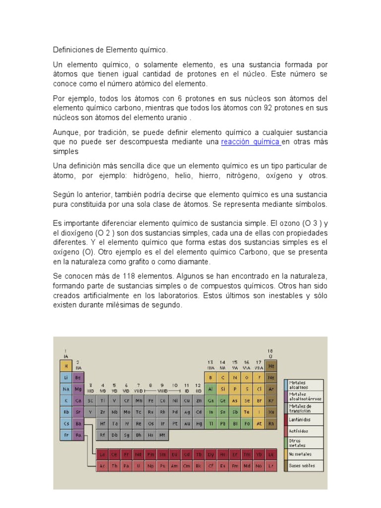Definición de Elemento Químico | PDF | Elementos químicos | Química