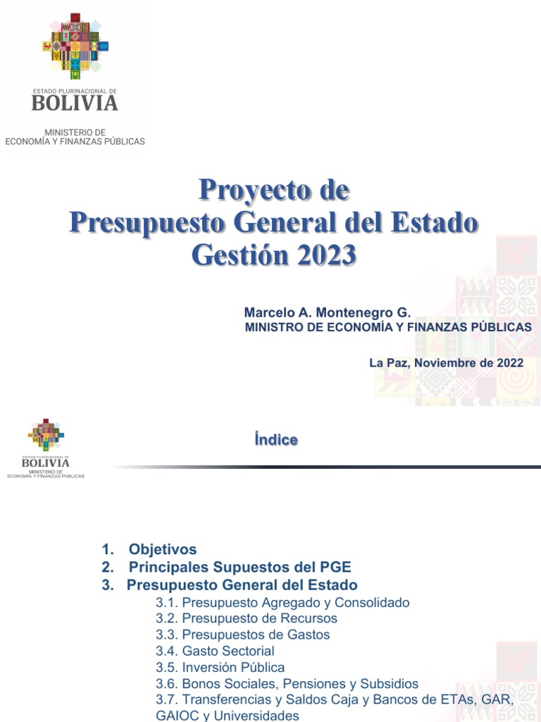22 11 23 Proyecto Pge 2023 Medios | PDF | Presupuesto | Pensión
