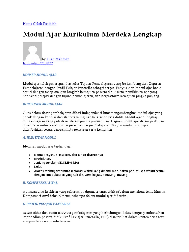 Contoh MODUL AJAR | PDF