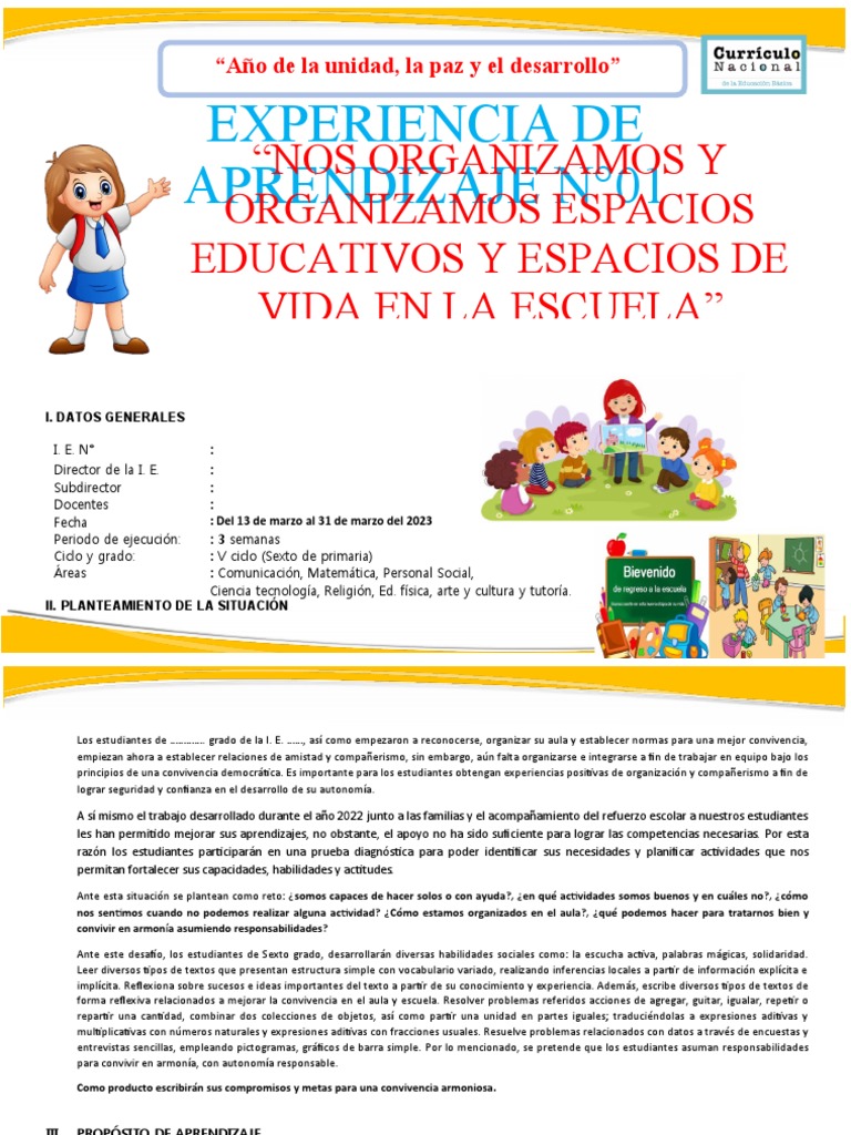 Experiencia de Aprendizaje N 1 Sexto Grado | PDF