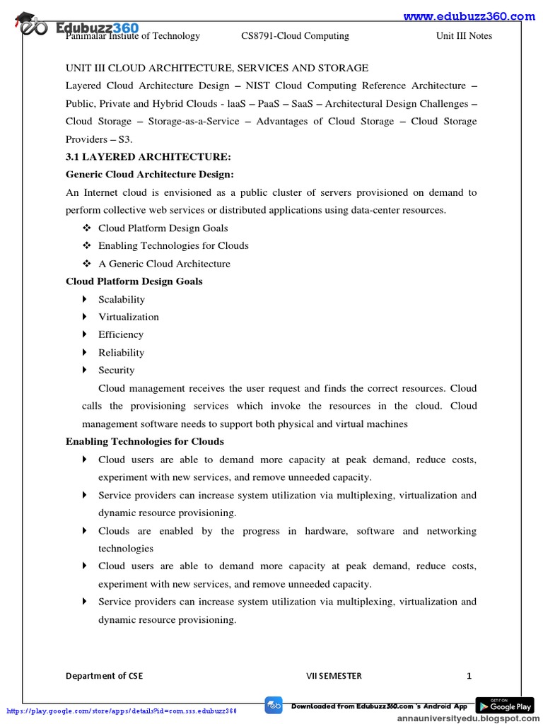 Cs8791 Cloud Computing Unit 3 Notes Pdf Cloud Computing Software