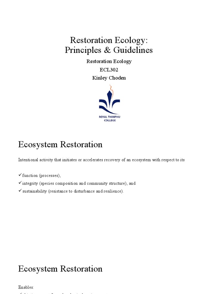 Ecosystem Restoration Principles and Guidelines | PDF | Restoration ...