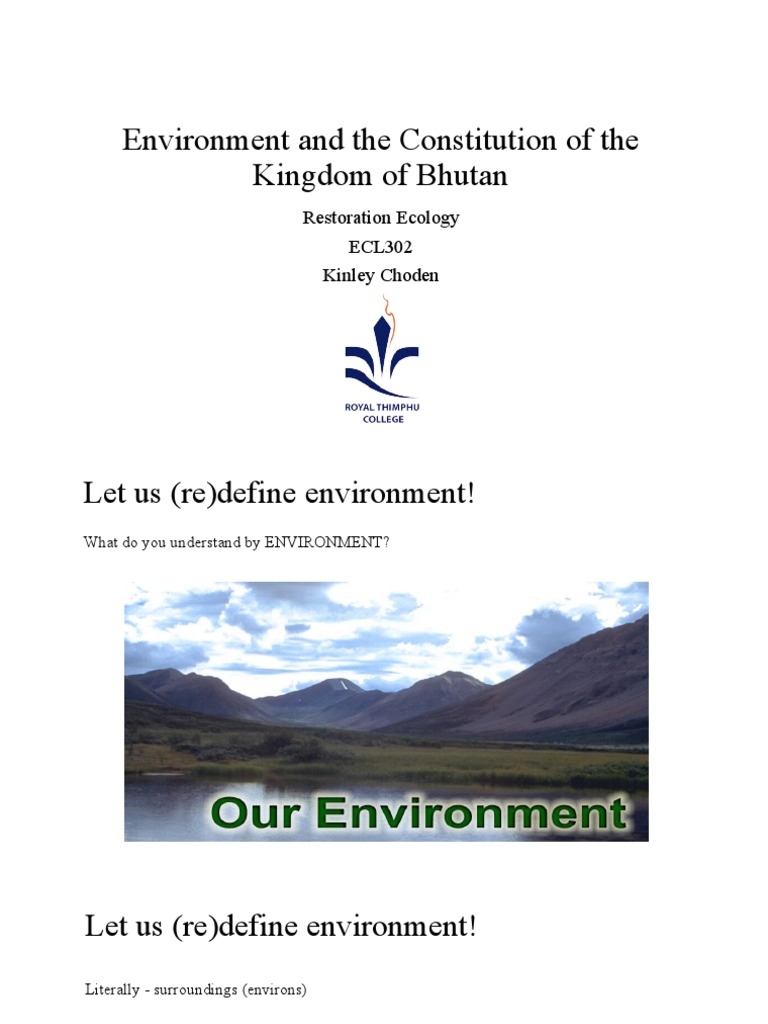 Environment and The Constitution of The Kingdom of Bhutan | PDF ...