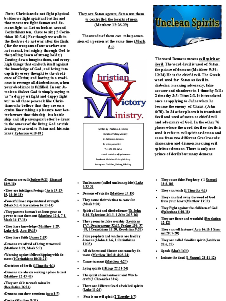 Unclean Spirit or Demons1 PDF | PDF | Satan | Demons