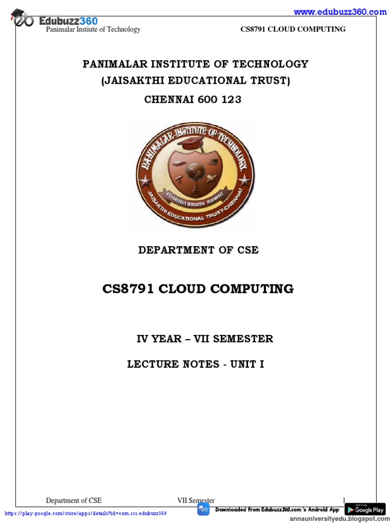 CS8791-Cloud Computing UNIT 1 Notes | PDF | Cloud Computing | Software ...