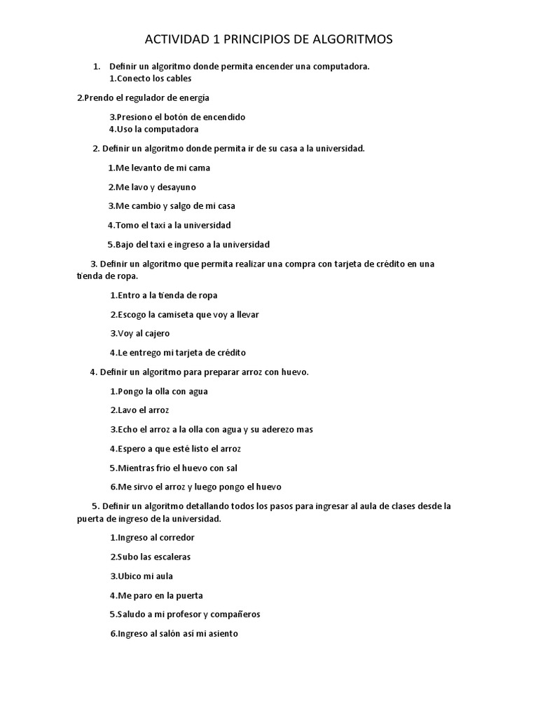 Actividad 1 Principios de Algoritmos | PDF