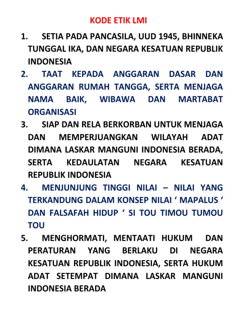 KODE ETIK LMI | PDF