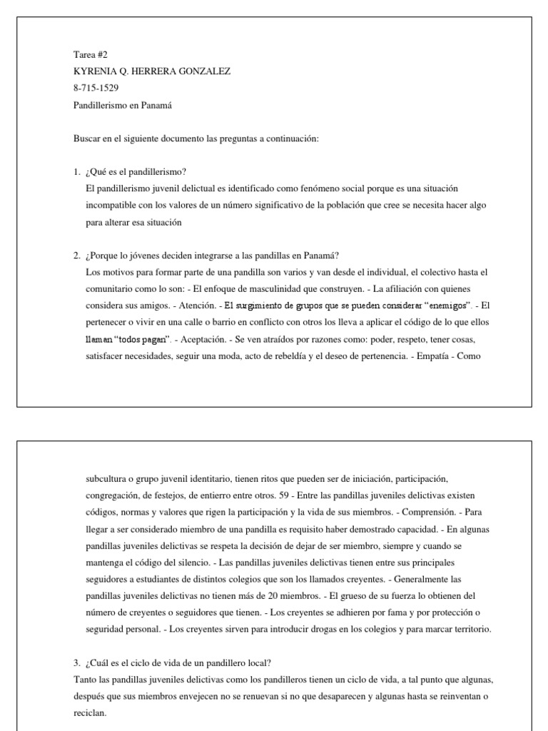 El Pandillerismo y Su Ubicacion en Panama | PDF | Pandilla