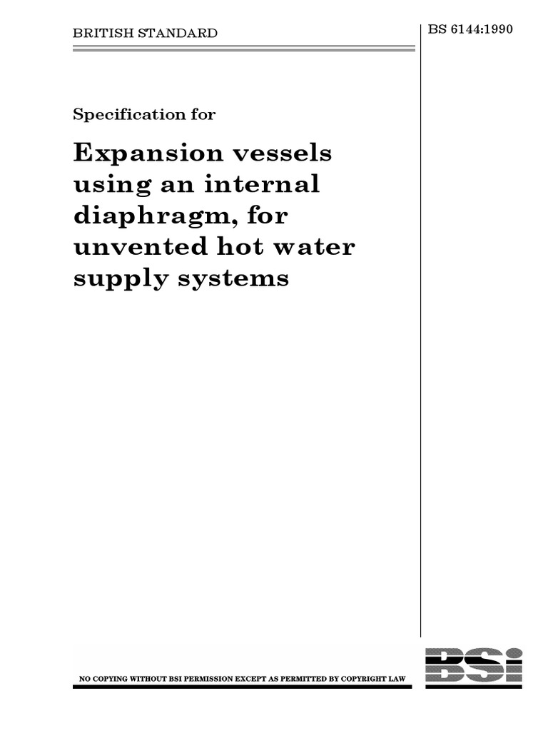 BS 6144 1990 Specification For Expansion Vessels Using An Internal ...