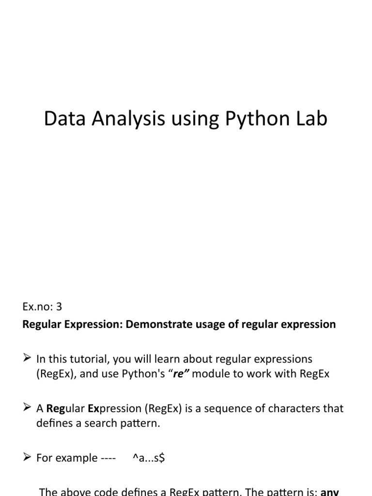 Data Analysis Using Python Lab Ex3 Download Free Pdf Regular