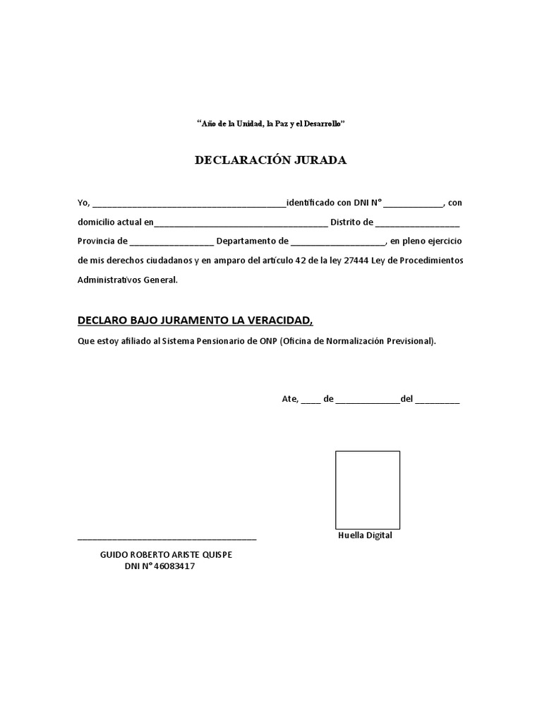 Declaración Jurada Onp | PDF