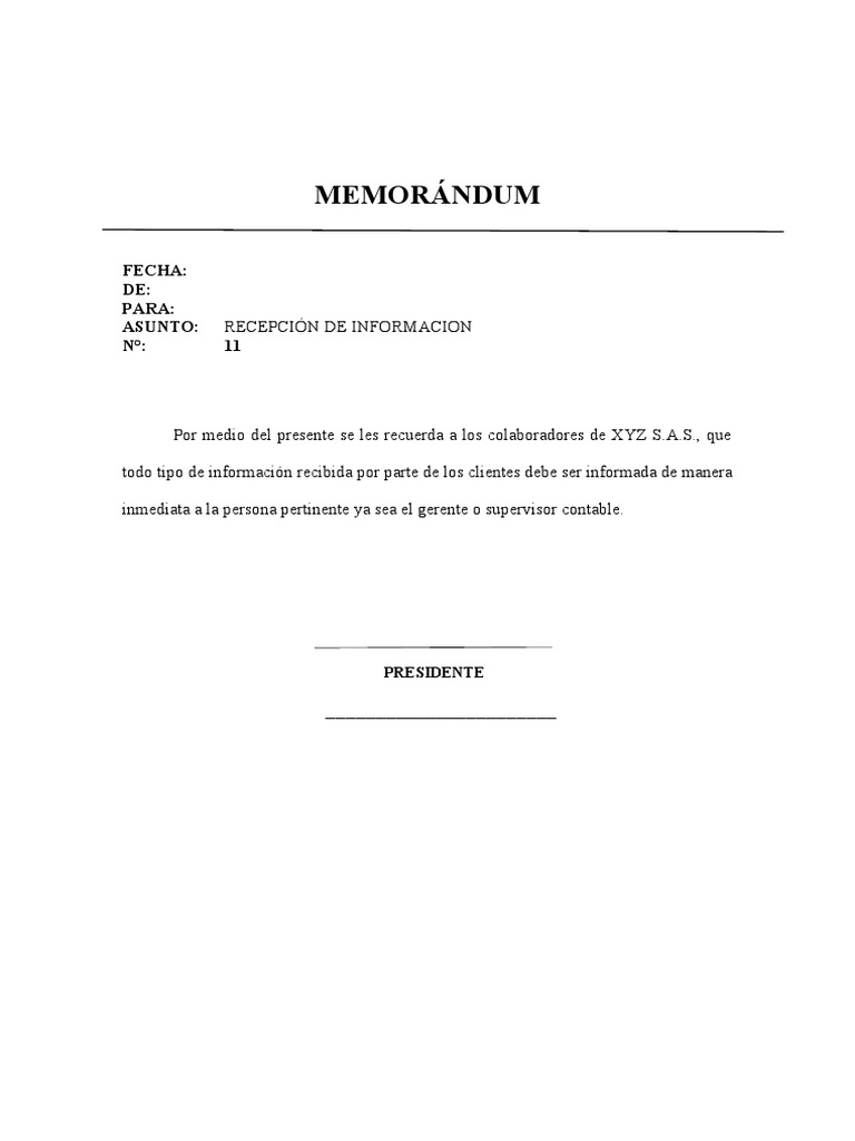 Memo 11 Recepcion de Informacion | PDF