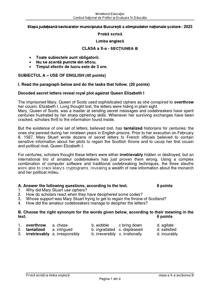 Engleza Cls A 10 A B Var | Download Free PDF | Impressionism | Claude Monet