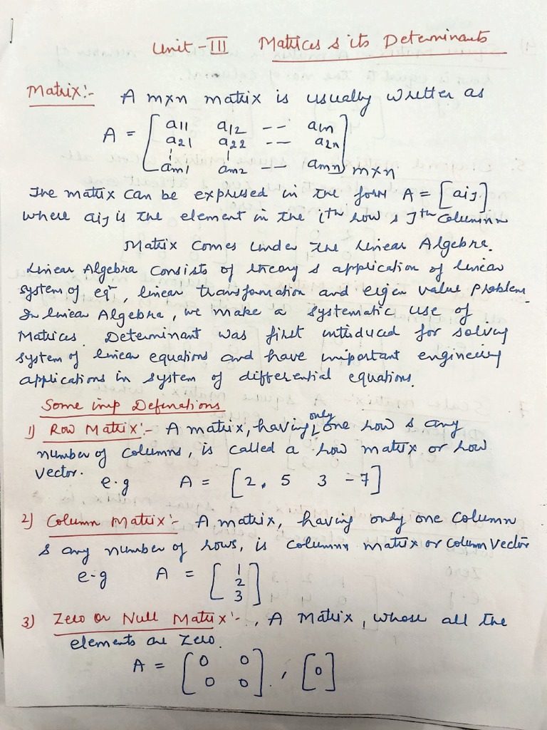 Unit 3 Types of Matrix PDF 1 | PDF