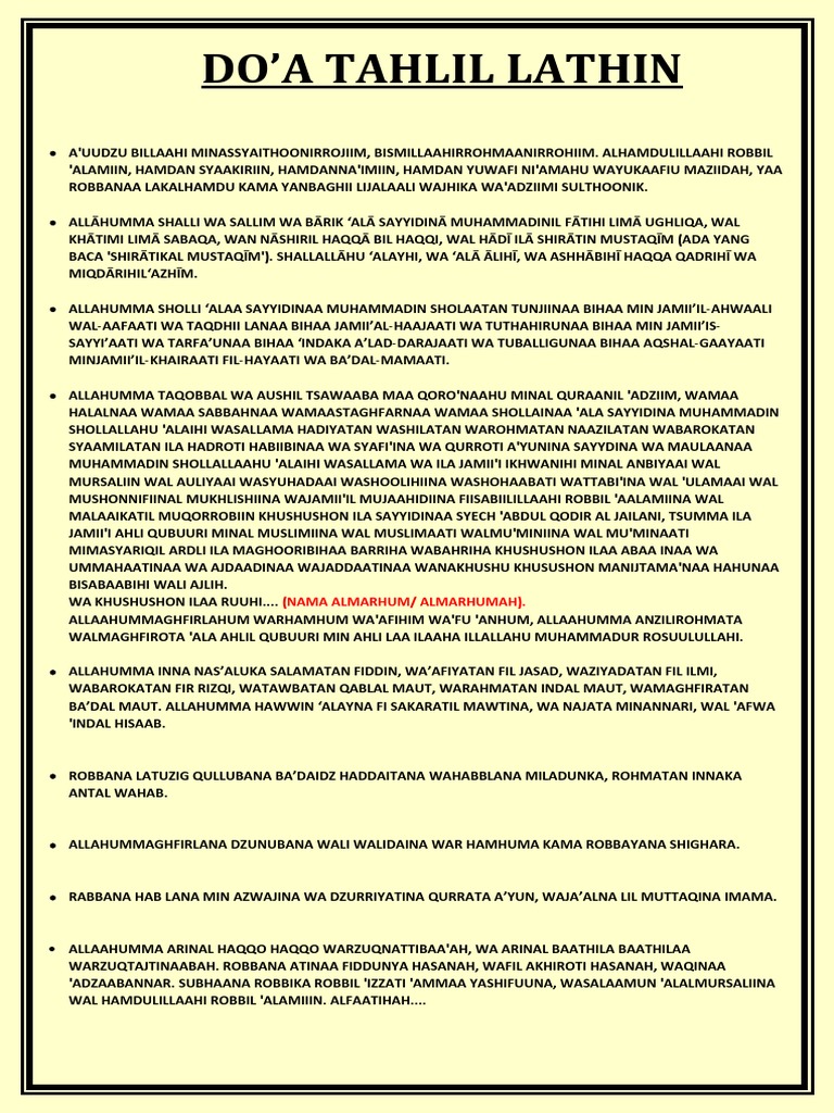 Doa Tahlil LATHIN | PDF