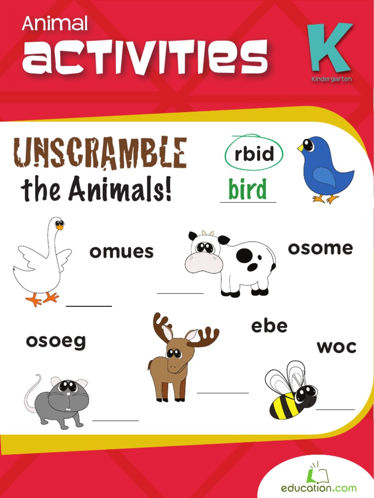 Kindergarten - Animal Activities Workbook PDF | PDF