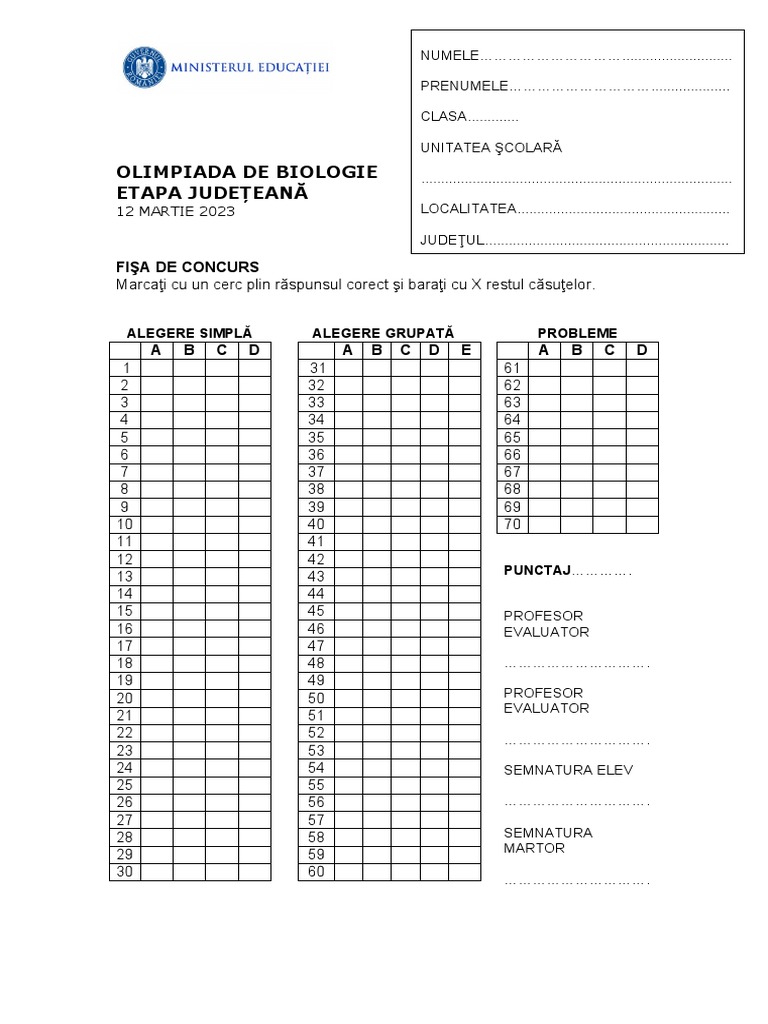 Fisa de Concurs | PDF