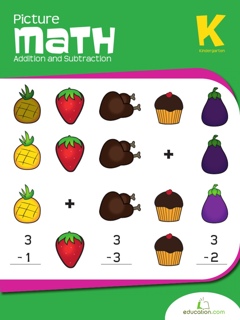 Kindergarten - Picture Math Addition Subtraction Workbook | PDF ...