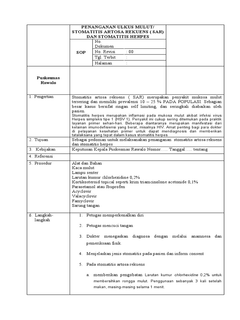 SOP ULKUS MULUT S | PDF