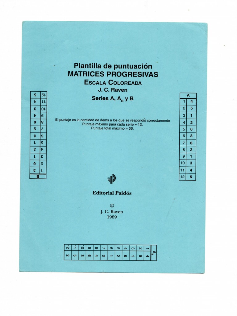 Plantilla de Puntuacion Raven | PDF Plantilla de Puntuacion Raven | PDF
