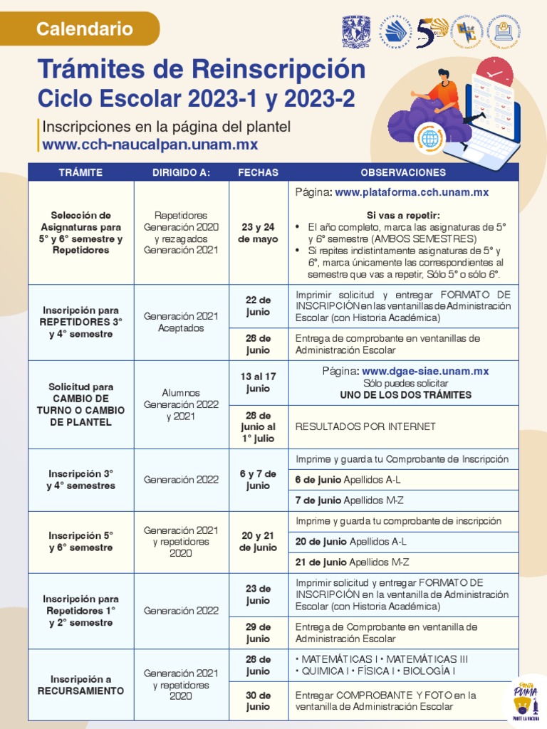 Calendario y Requisitos Reinscripcion CCHN 2022 | PDF