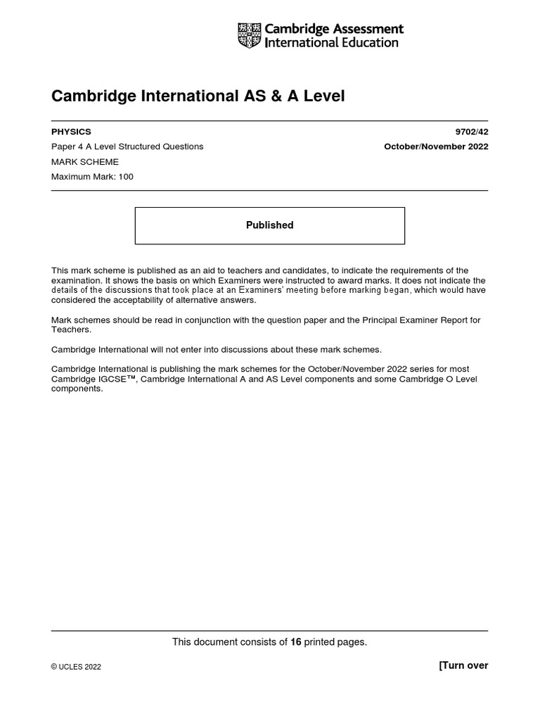 9702 w22 Ms 42 PDF | PDF | Force | Temperature