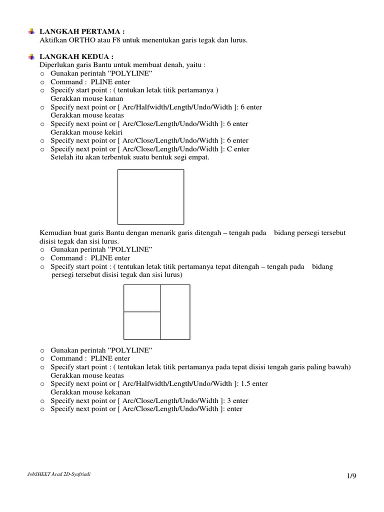 Panduan Jobsheet AutoCAD 2D | PDF