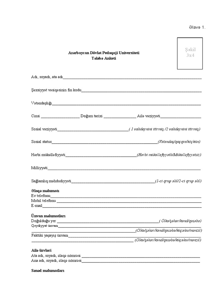 TƏLƏBƏ Anketi | PDF