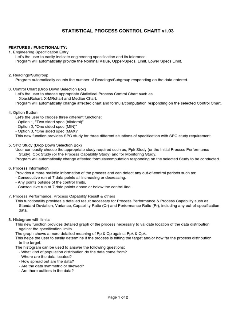 Statistical Process Control Chart v1.03 | PDF | Normal Distribution | Skewness