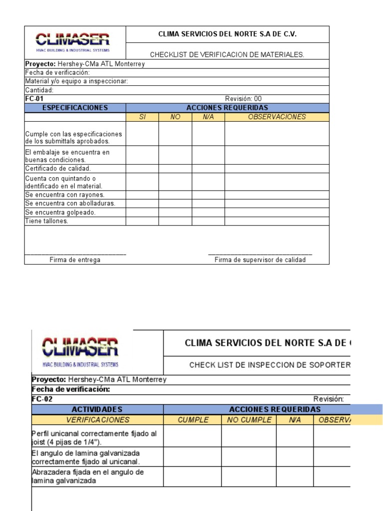Checklist | PDF | Materiales de construcción | Ingeniero civil