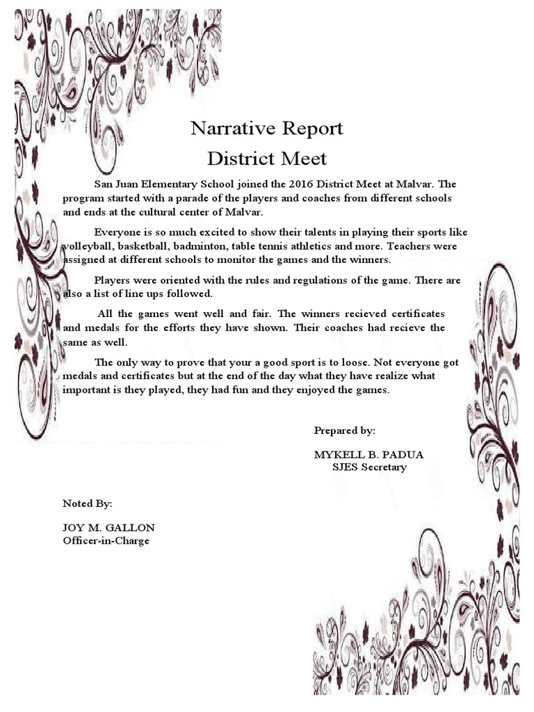 Narrative Report District Meet | PDF