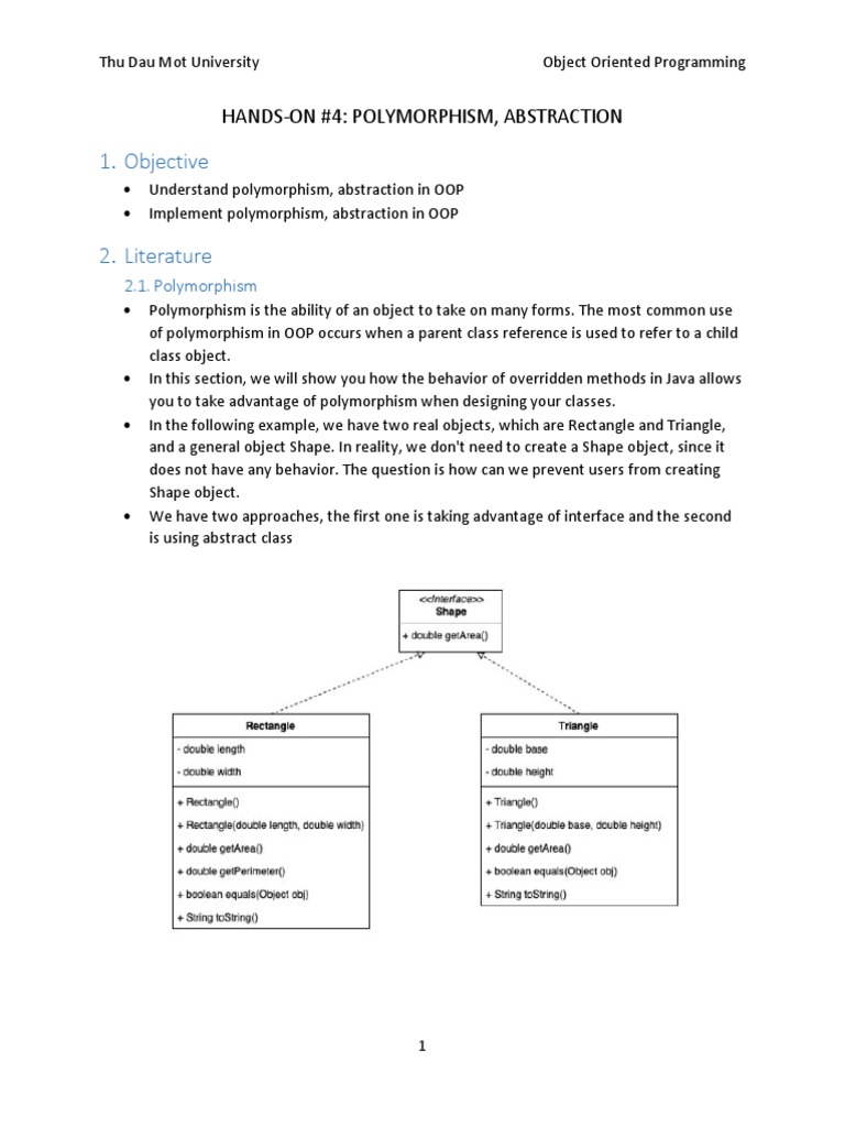 Implementing Polymorphism And Abstraction In Java Through Shape Classes