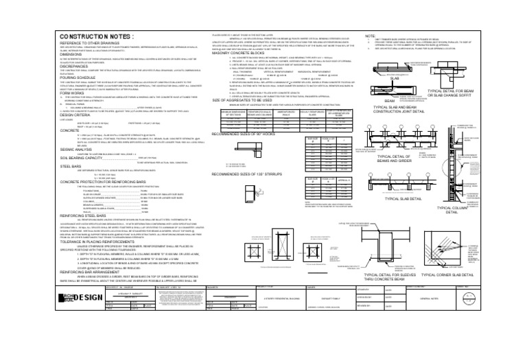 Design: Construction Notes | PDF | Concrete | Beam (Structure)