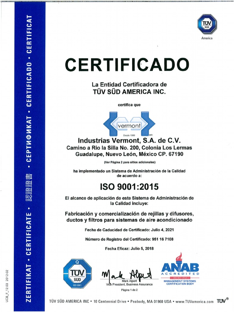 Certificado Vermont PDF | PDF
