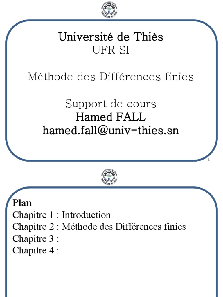 M1 Cours DF FALL Chap1 2 2020 | PDF | Équation aux dérivées partielles | Différence finie