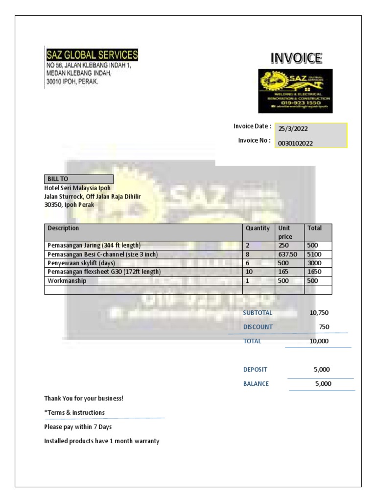 Contoh Invoice Welding | PDF