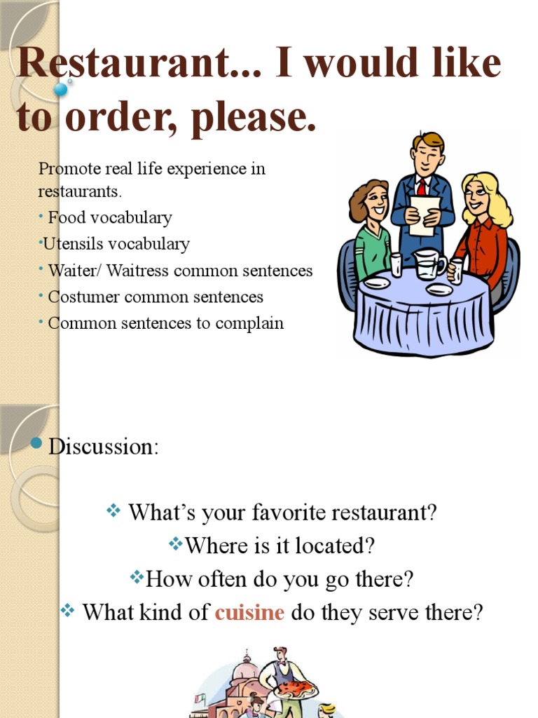 Restaurant Vocab Pdf Tableware Waiting Staff